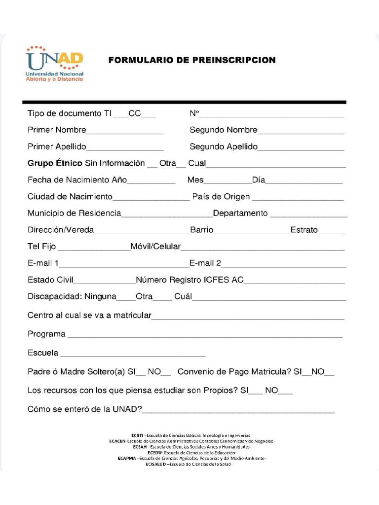 FORMATO DE PREINSCRIPCIÓN V3 | PDF