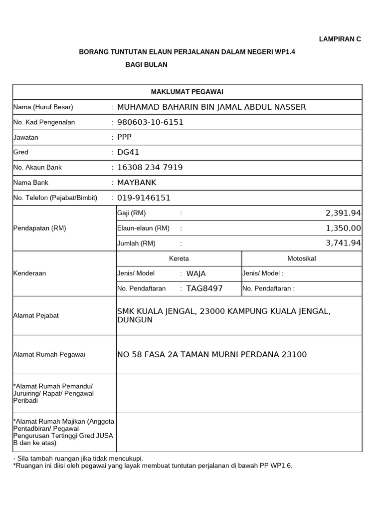Borang TNT Terkini 2022 | PDF