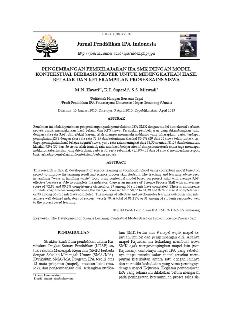 Pengembangan Pembelajaran Ipa SMK Dengan Model Kon | PDF
