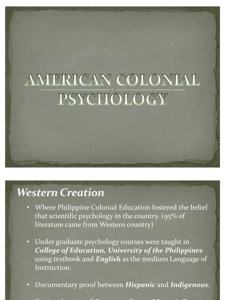American Colonial Psychology | Behaviorism | Philippines