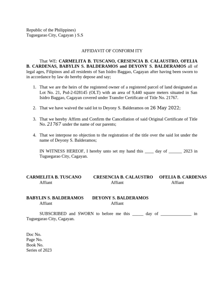 Affidavit of Conformity-Emilio Pascual | PDF