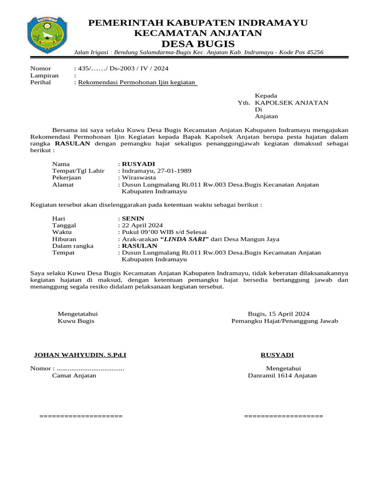 IZIN RAME-RAME Rusyadi Lmng | PDF