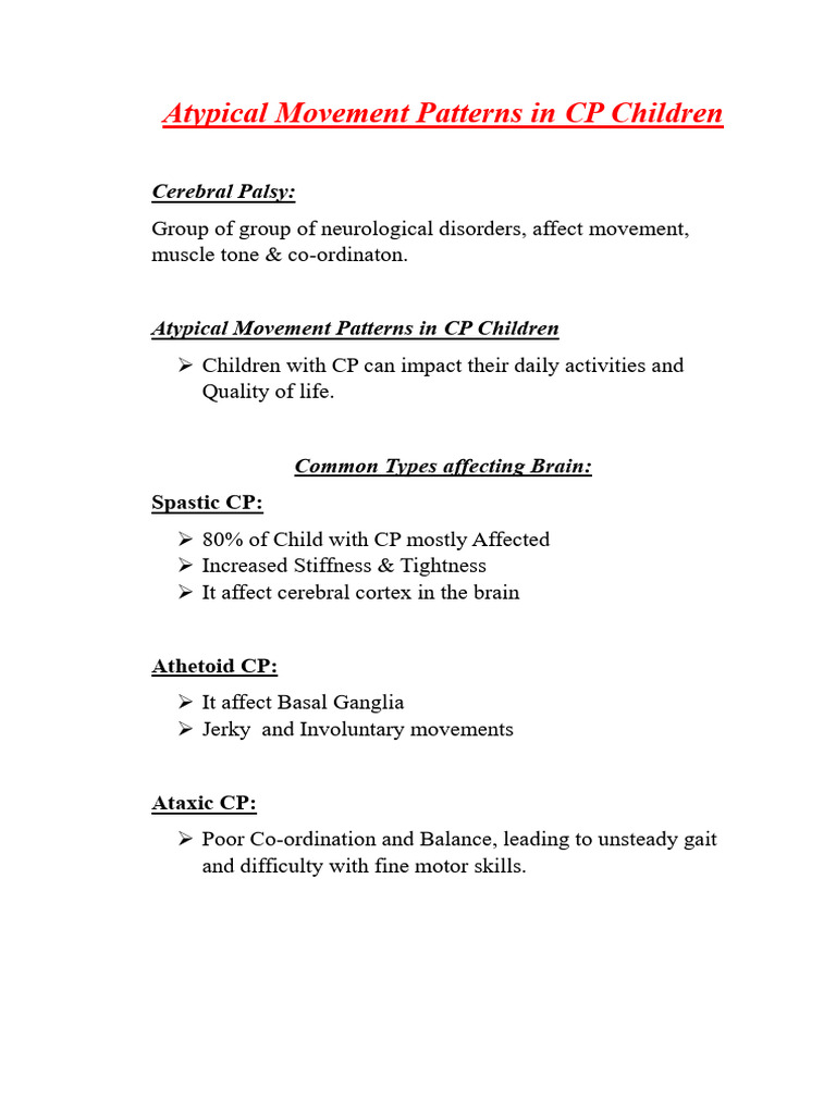 Atypical Movement Patterns in CP Children | PDF