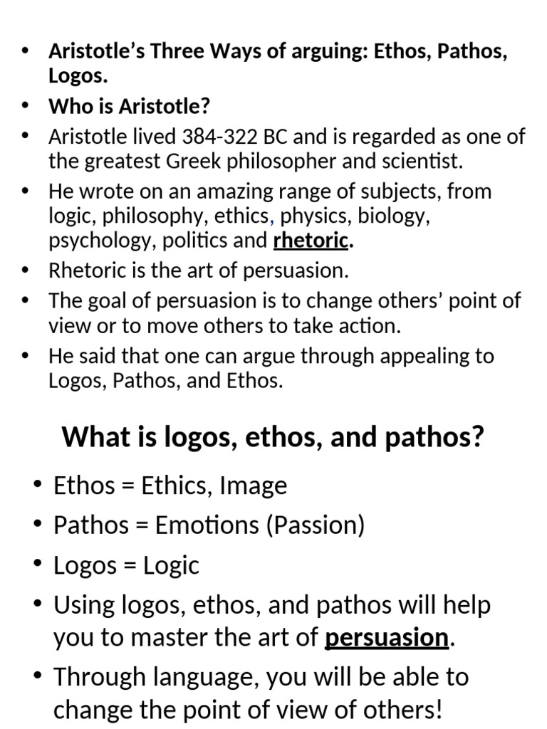NOTES 5 Logos Ethos Pathos Powerpoint | PDF