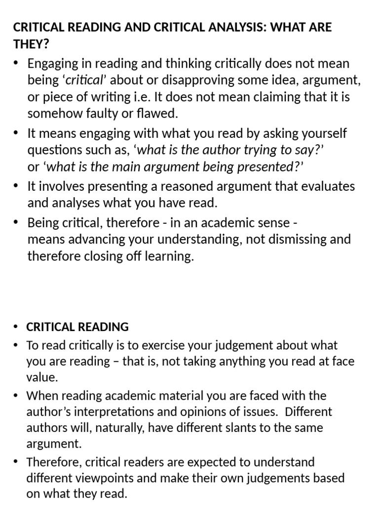 NOTES 4 Reading and Critical Analysis of Argumentative Texts 1 | PDF