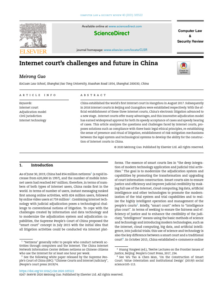 Internet Court's Challanges and Future in China | PDF