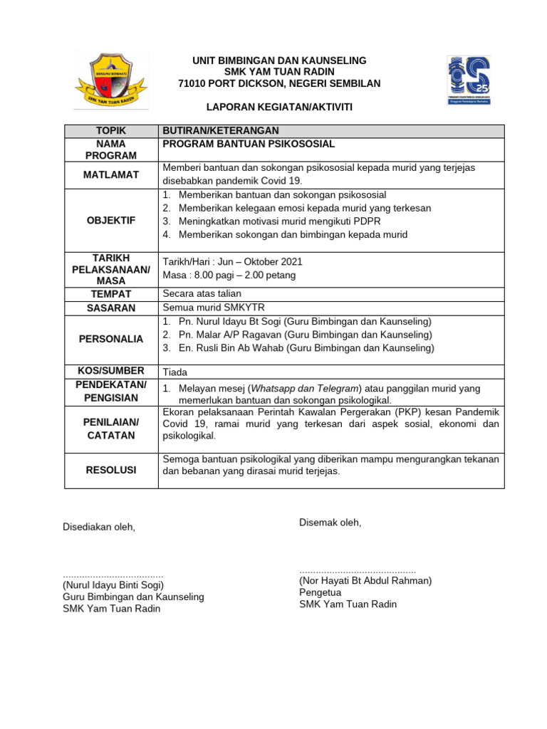 3. LAPORAN PROGRAM INSPIRASI YTR | PDF