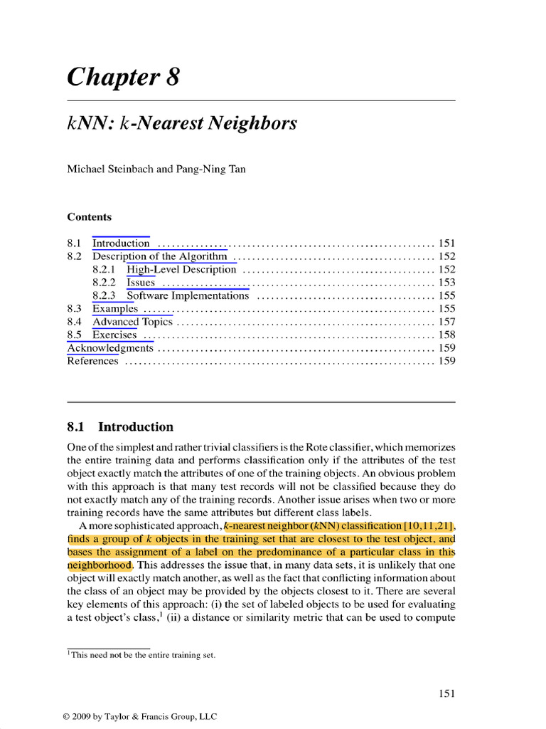 Week 8 The K-Nearest Neighbourhood Algorithm | PDF