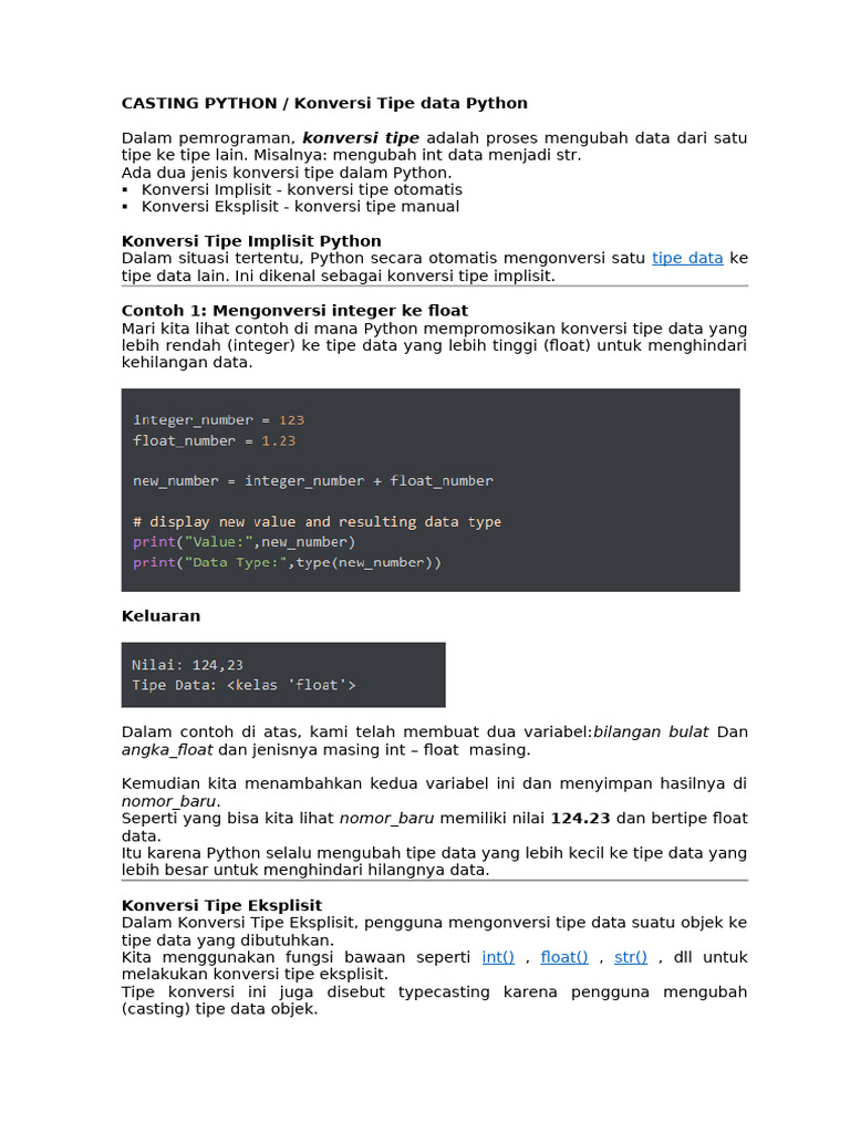 BAB 3 - Tipe Data-pplg1-Casting | PDF