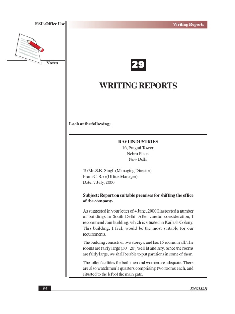 Writing Reports: ESP-Office Use | PDF
