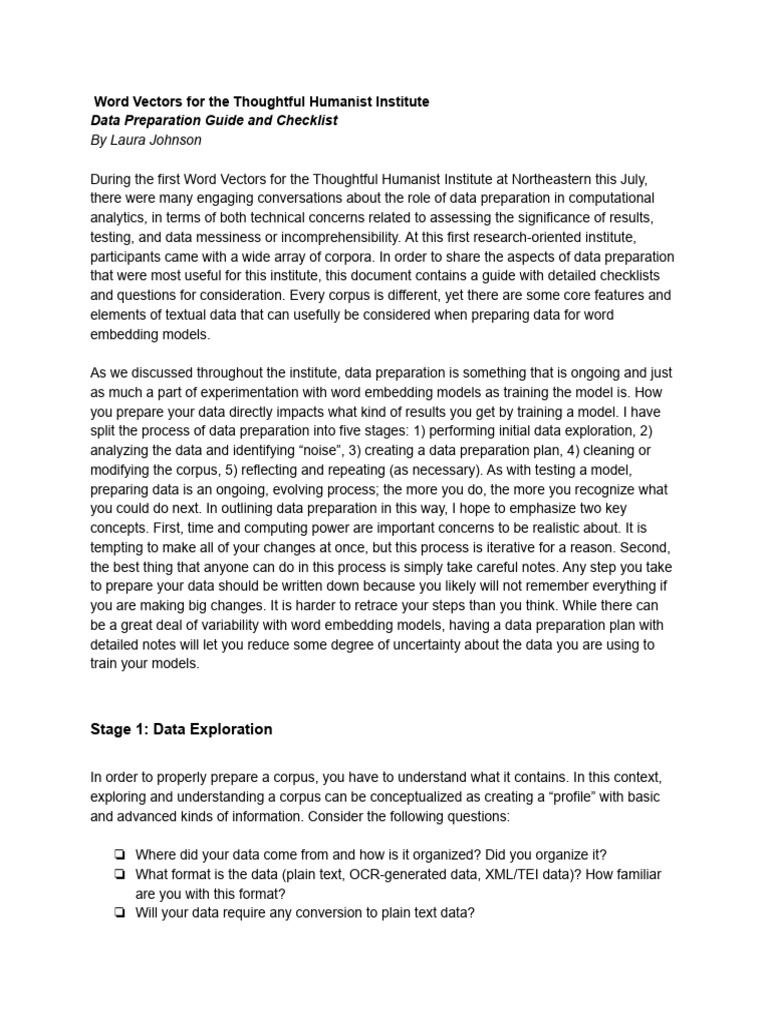 Data Preparation Checklist | PDF