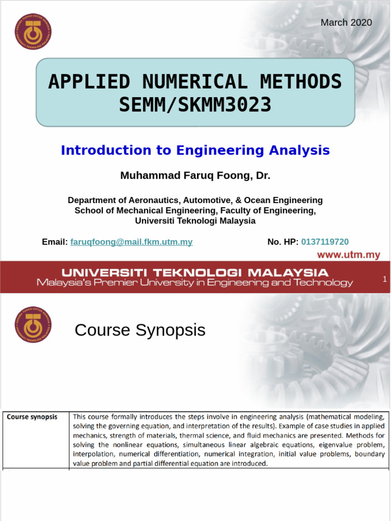 Lecture 1 Introduction To Engineering Analysis RAW | PDF