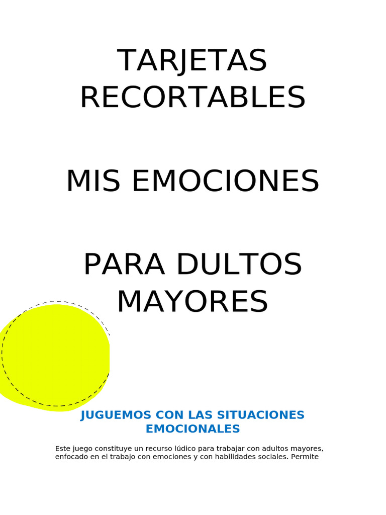 TARJETAS RECORTABLES Mis Emociones Adultos | PDF