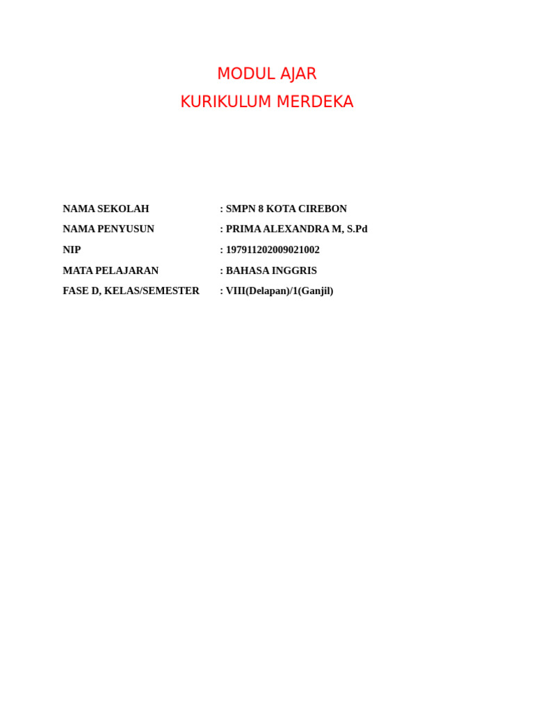 Cover Modul Ajar | PDF