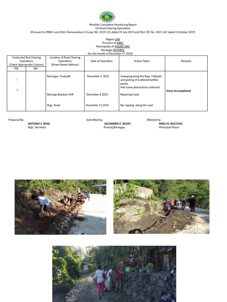 Road Clearing Report 1 | PDF
