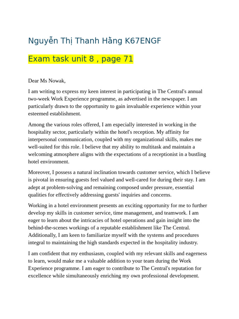 Writing Unit 8 Hang | PDF