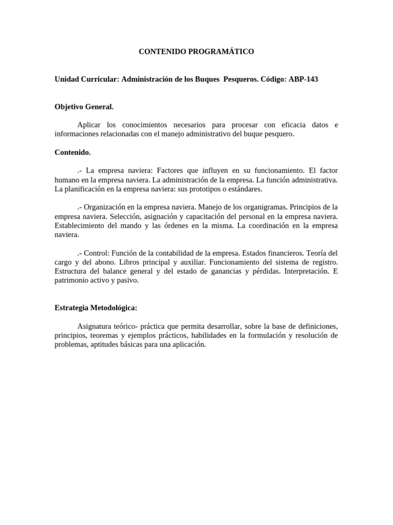 Administ de Buques Pesqueros - Contenido | PDF