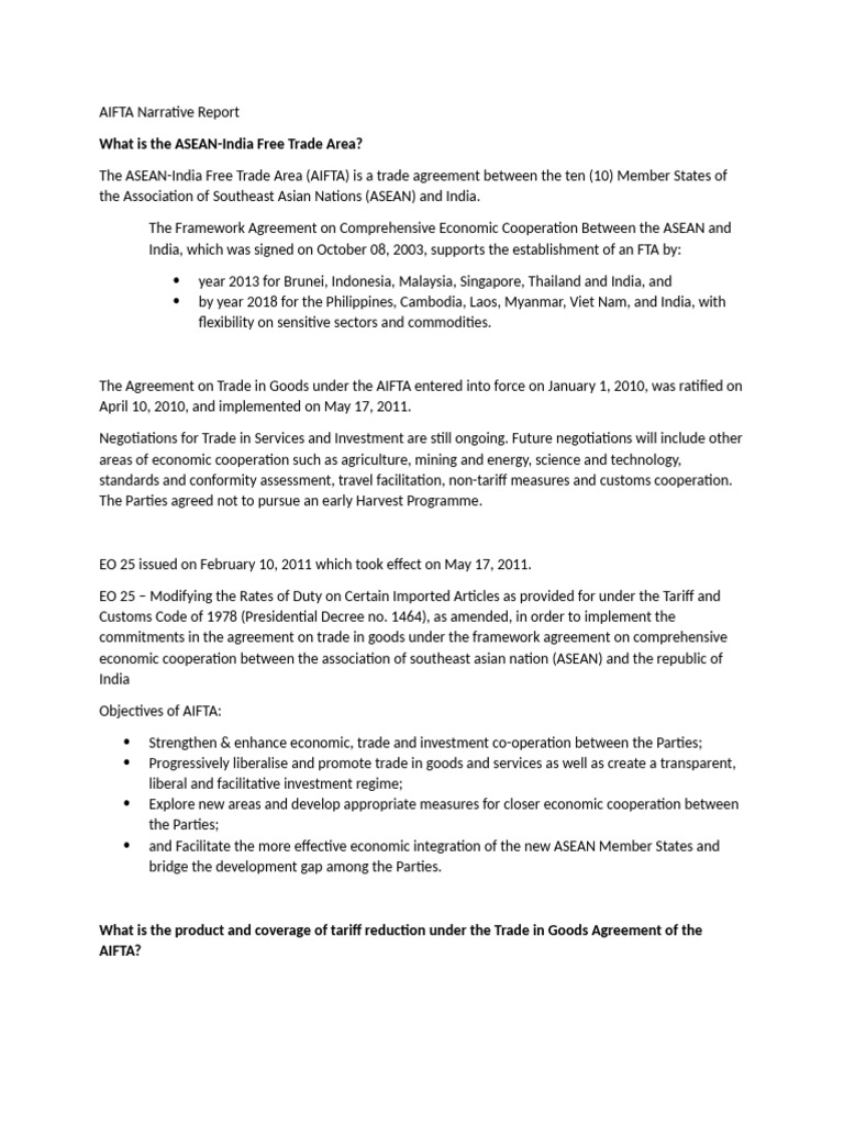 AIFTA Narrative Report | PDF