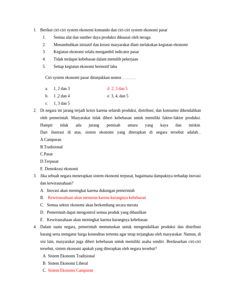 Soal Uts Sistem Ekonomi | PDF