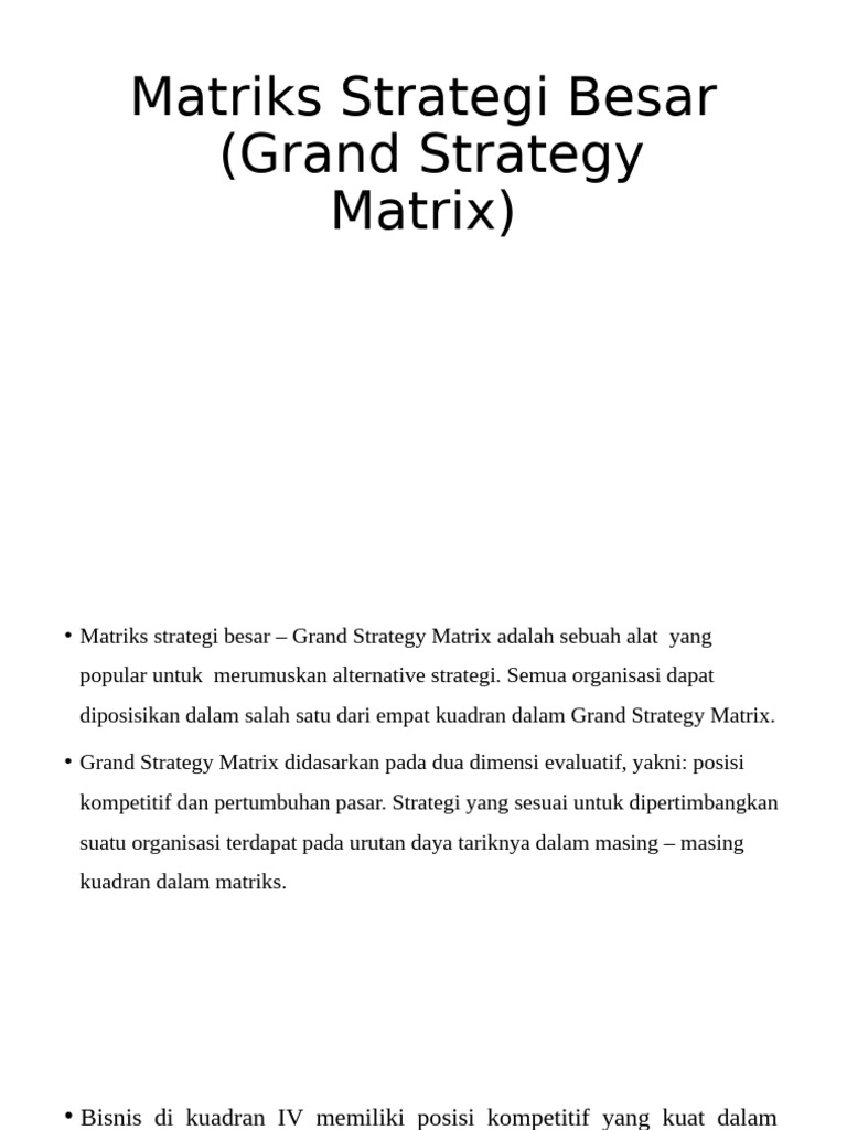 Grand Strategy Matrix (GSM) | PDF