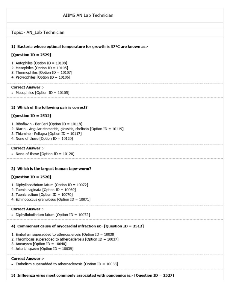 Target High: AIIMS AN Lab Technician | PDF