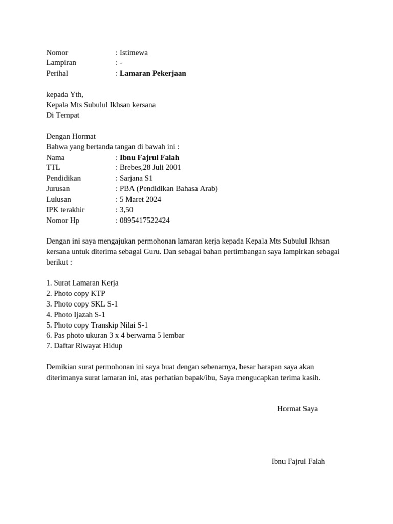 Surat L.pekerjaan | PDF