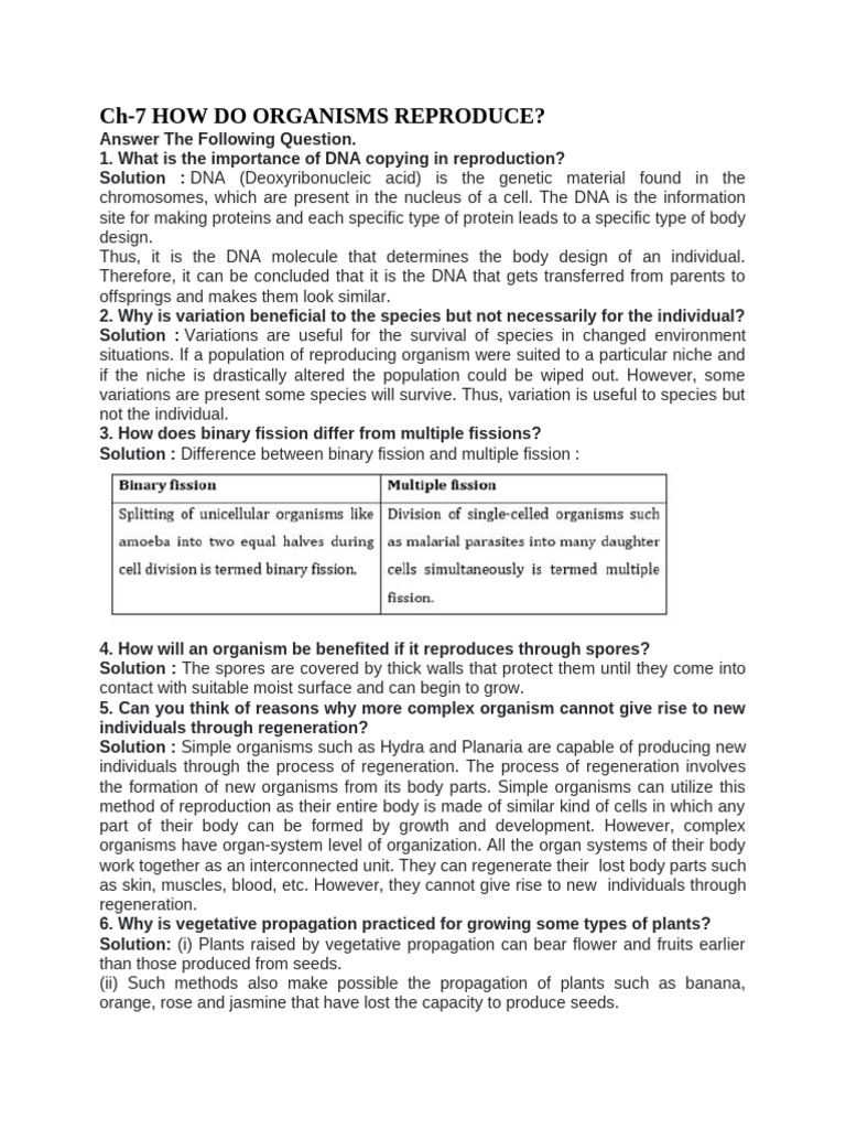 Class 10 Reproduction Notes | PDF