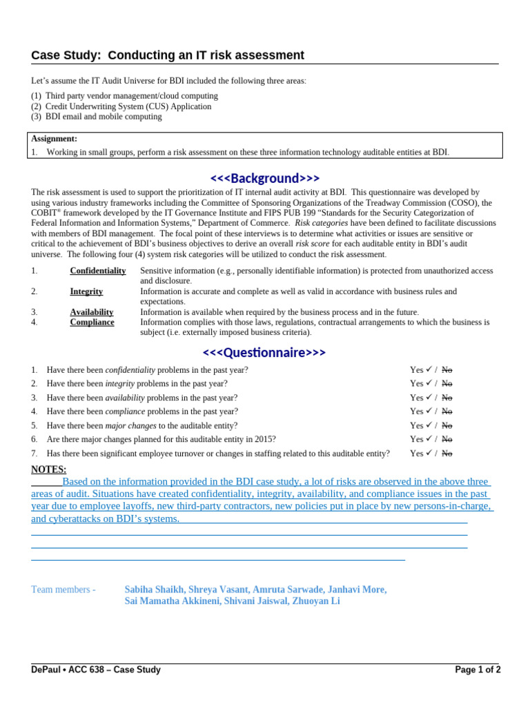 BDI - Risk - Assessment - Submission | PDF