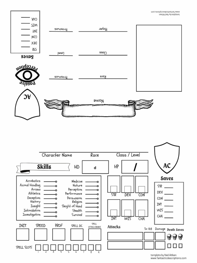 5E Character Tent Ref Card FD | PDF