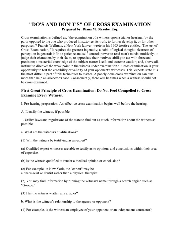 Cross Examination Techniques Guide | PDF