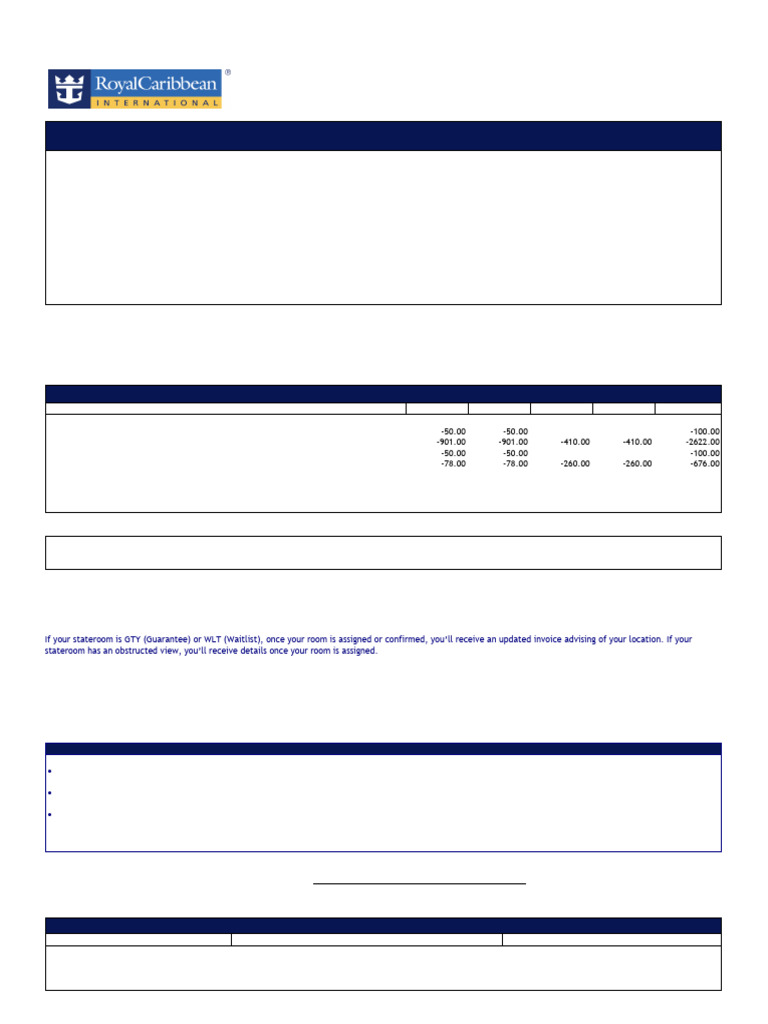 Cruise Vacation Receipt | PDF