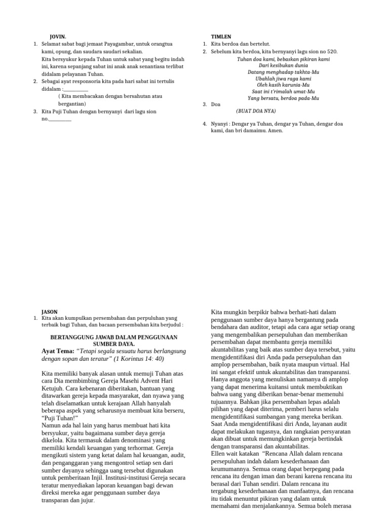 Acara Sabat 13 Juni 2024 | PDF