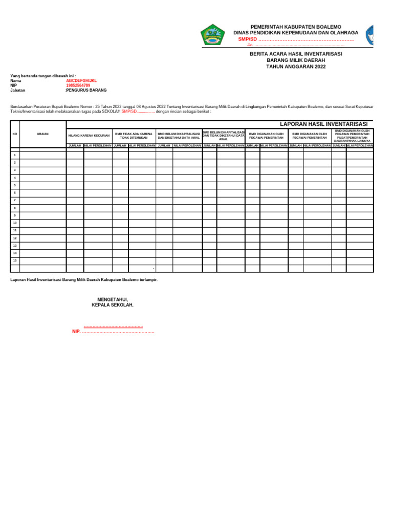 Format Berita Acara | PDF