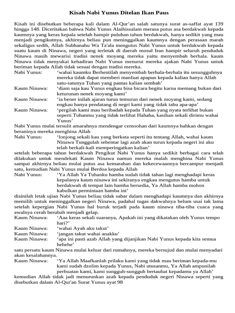 Kisah Nabi Yunus | PDF