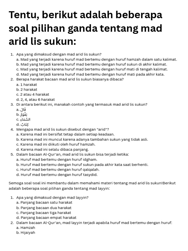Soal Hot Tentang Mad Layyin | PDF