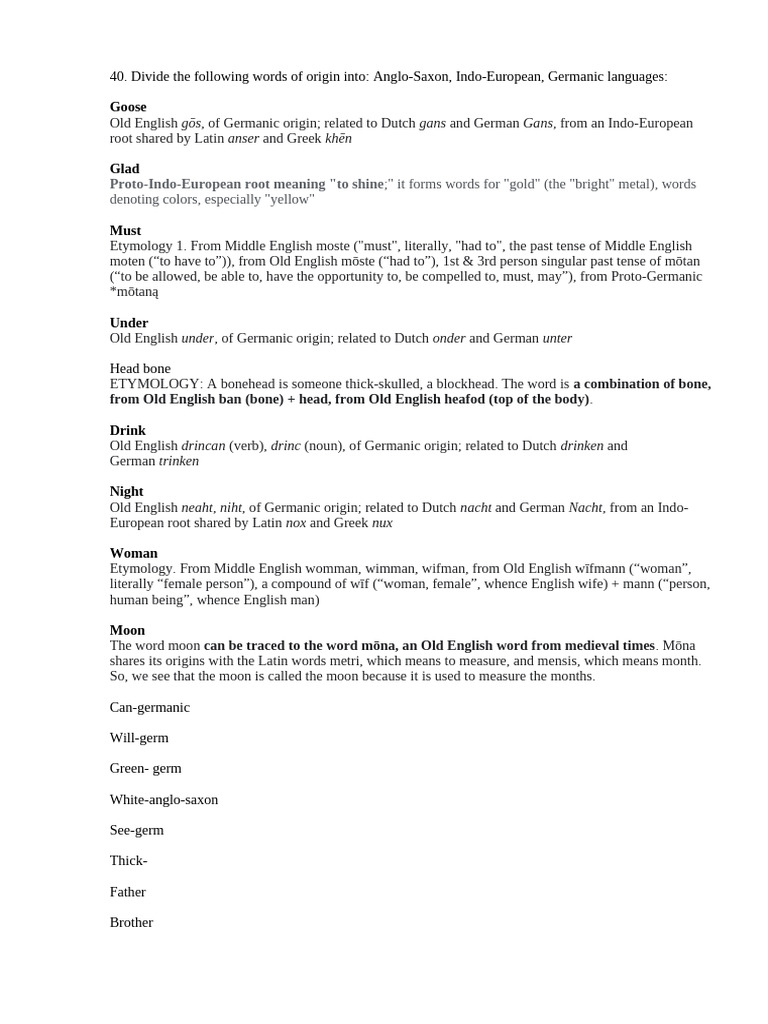 Divide The Following Words of Origin Into | PDF