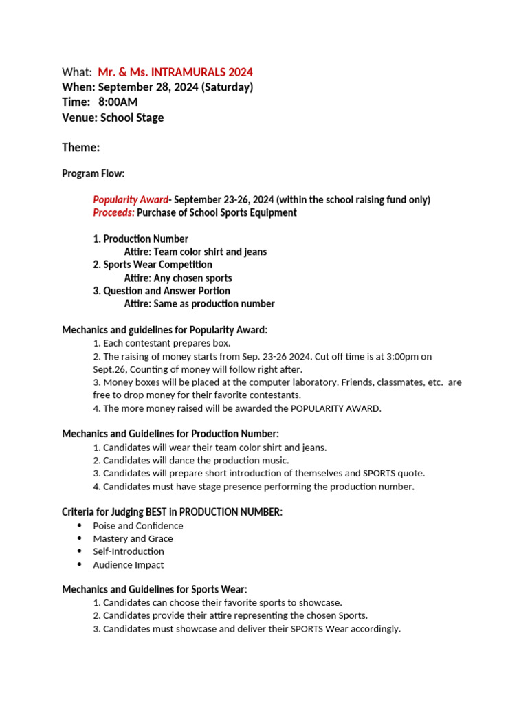 Intramurals 2024 | PDF