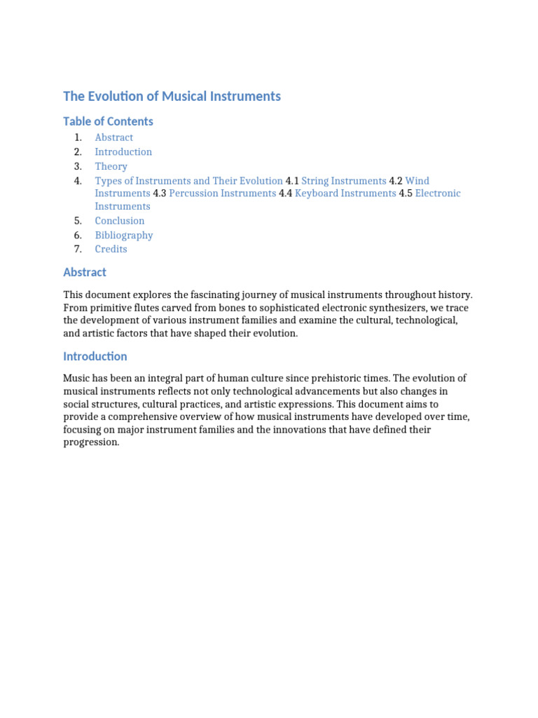 Musical Instruments Evolution (1) | PDF