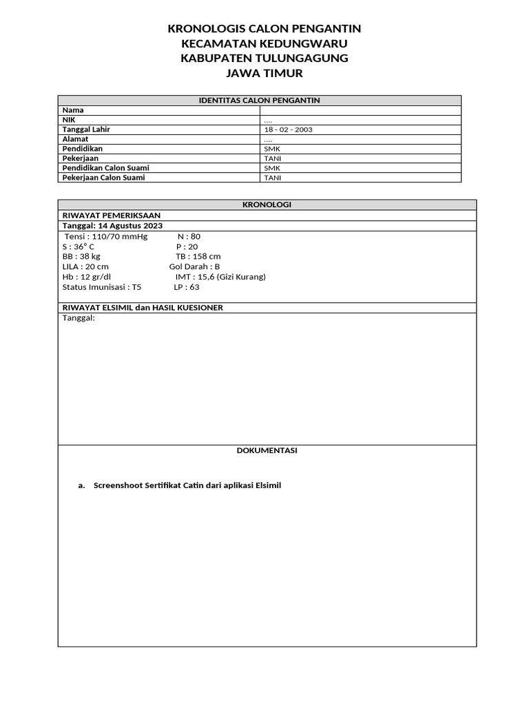 Form Kronologis Catin | PDF