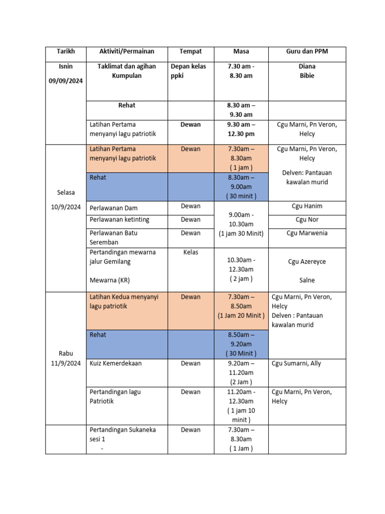 Jadual Program Hari Kebangsaan | PDF