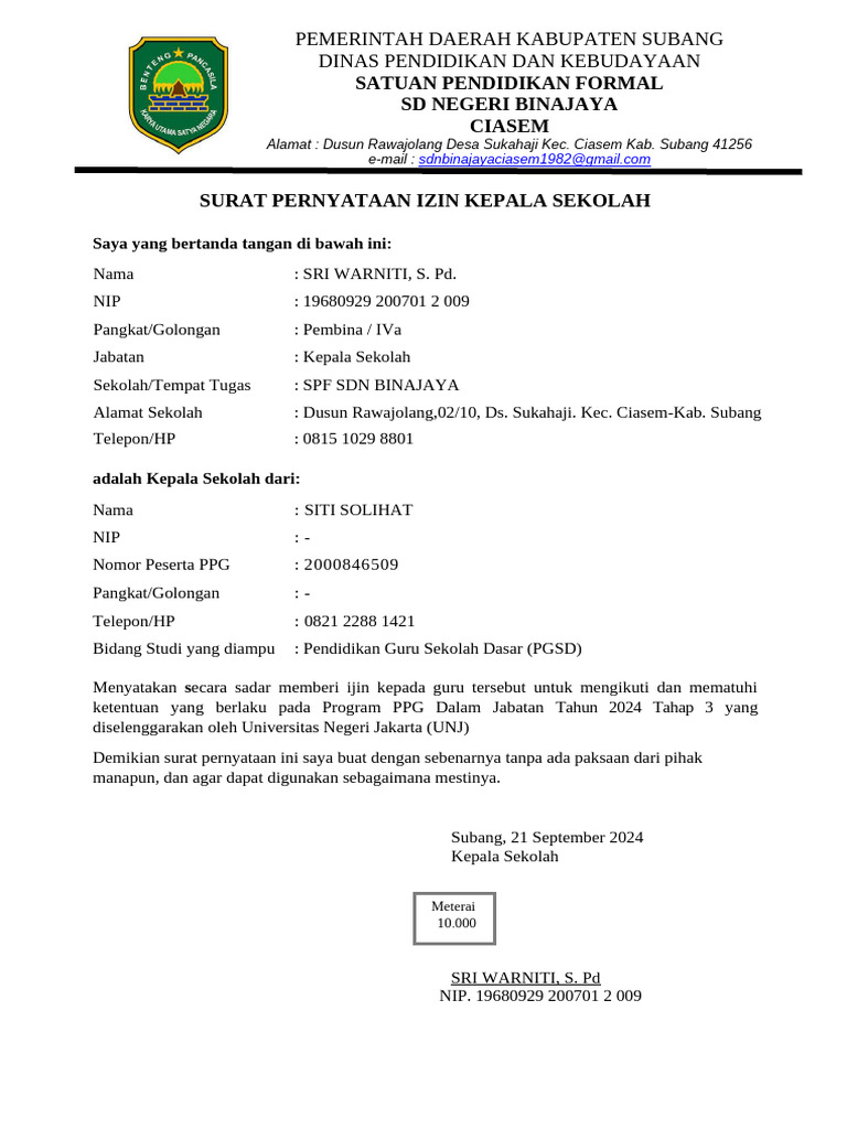 Format-Surat-Ijin-Kepala-Sekolah | PDF