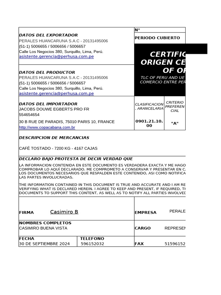 Certiificado Origen | PDF Certiificado Origen | PDF