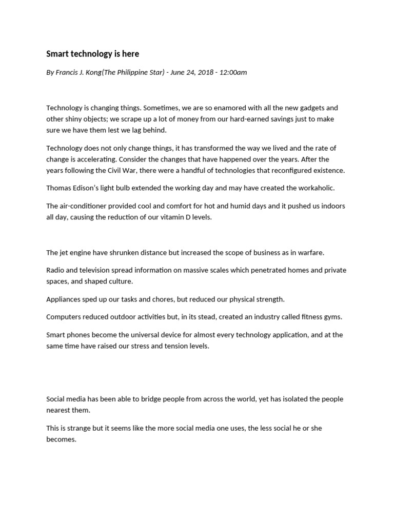 Smart Technology Is Here | PDF