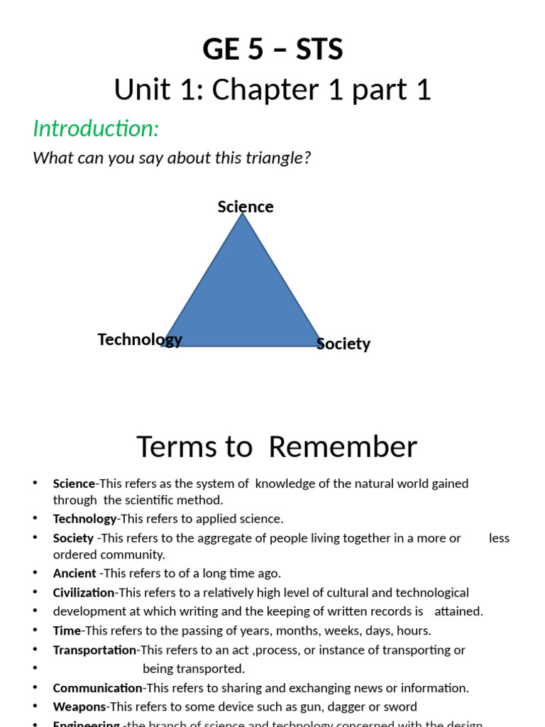 GE5 STS Unit 1 Chapter 1 Part 1 | PDF