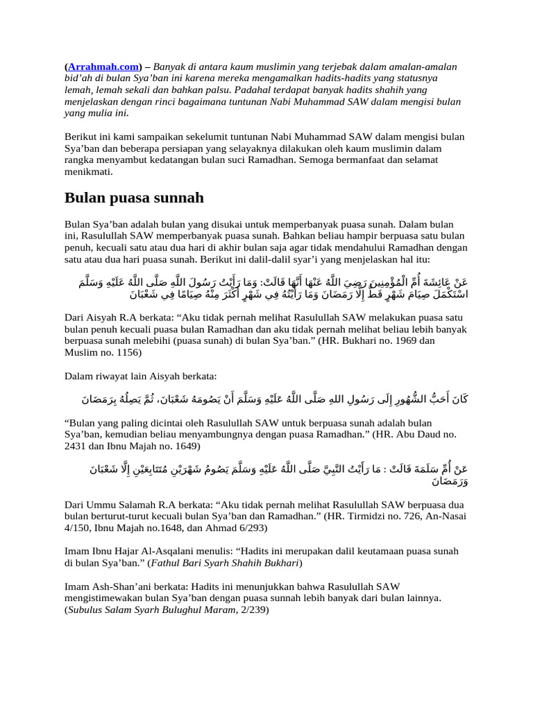 Amalan Bulan Syaban | PDF