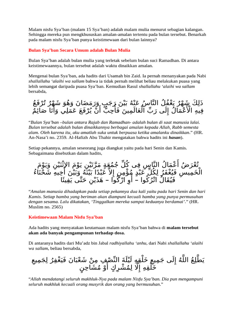 Malam Nisfu Syaban | PDF