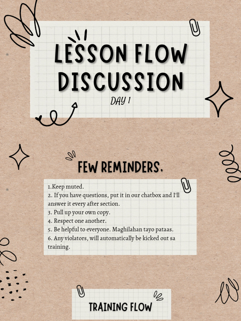 Lesson Flow Training Material (Day 1) | PDF