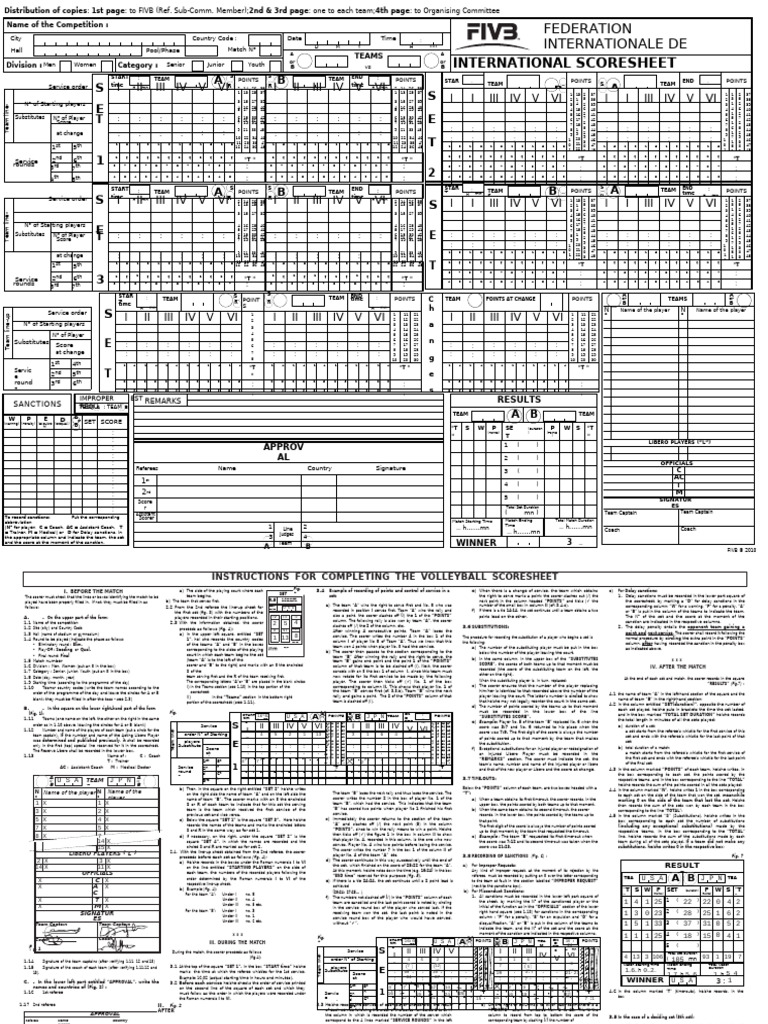 FIVB VB Scoresheet 2010 Updated | PDF