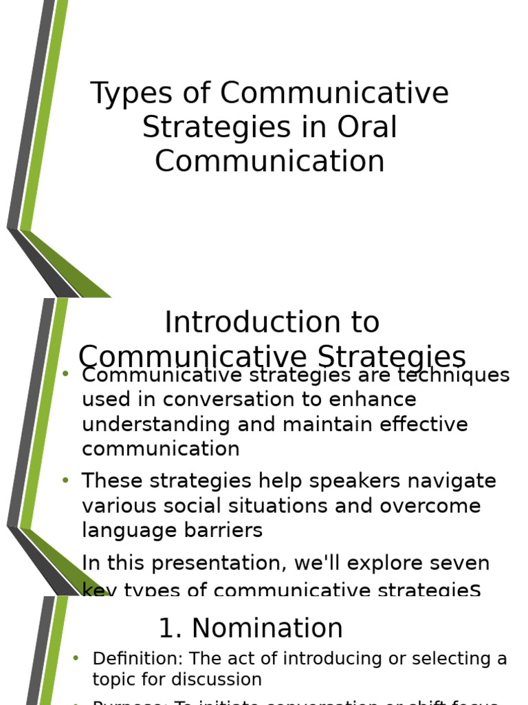 Types of Communicative Strategies in Oral Communication | PDF