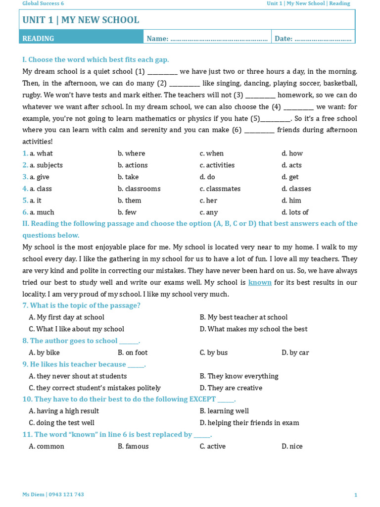 GB6_U1_Reading | PDF